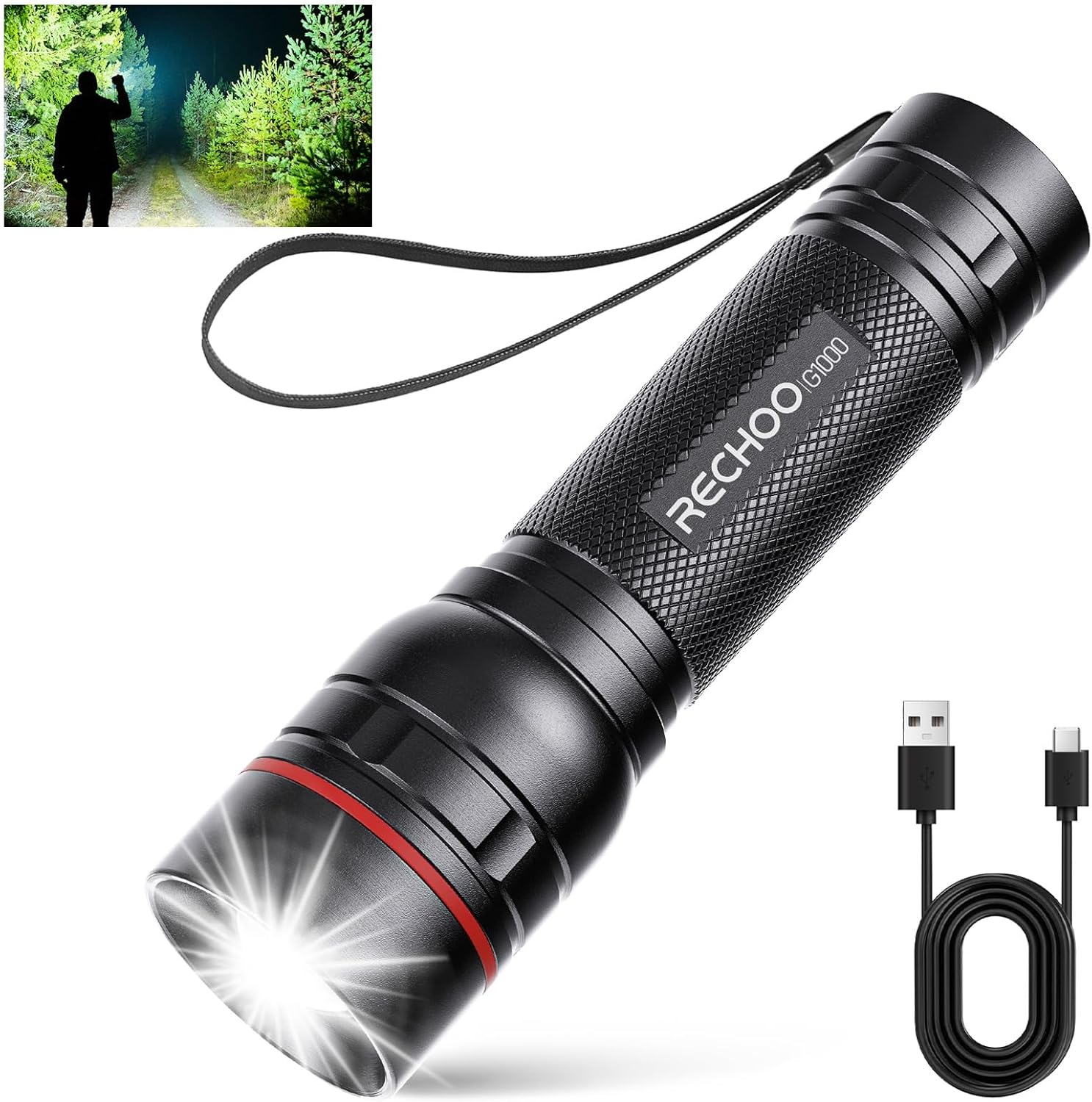Flashlight Rechargeable 2000 Lumens, KOOPER Super Bright Small LED ...