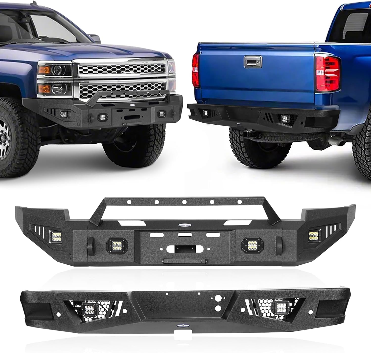 Amazon.com: u-Box 2014 Silverado 1500 Bumpers Front and Rear Bumpers w ...