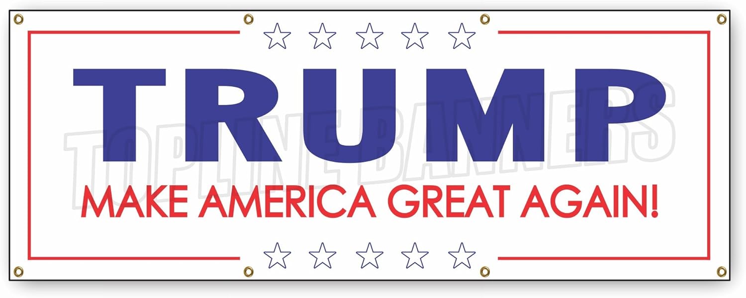 Amazon.com: 4 x 10 ft DONALD TRUMP BANNER SIGN white stars president ...