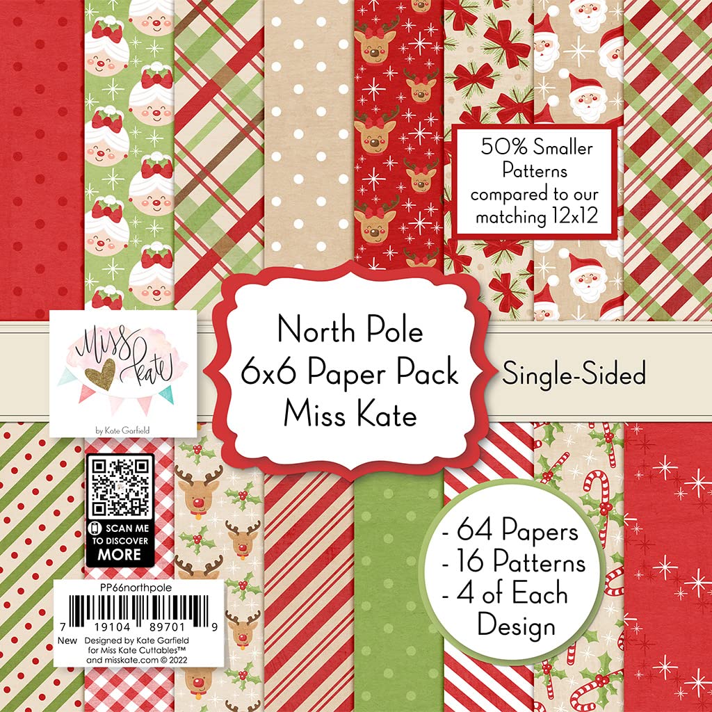 Amazon.com: 6x6 Pattern Paper Pack – North Pole - for 7 Scrapbook ...