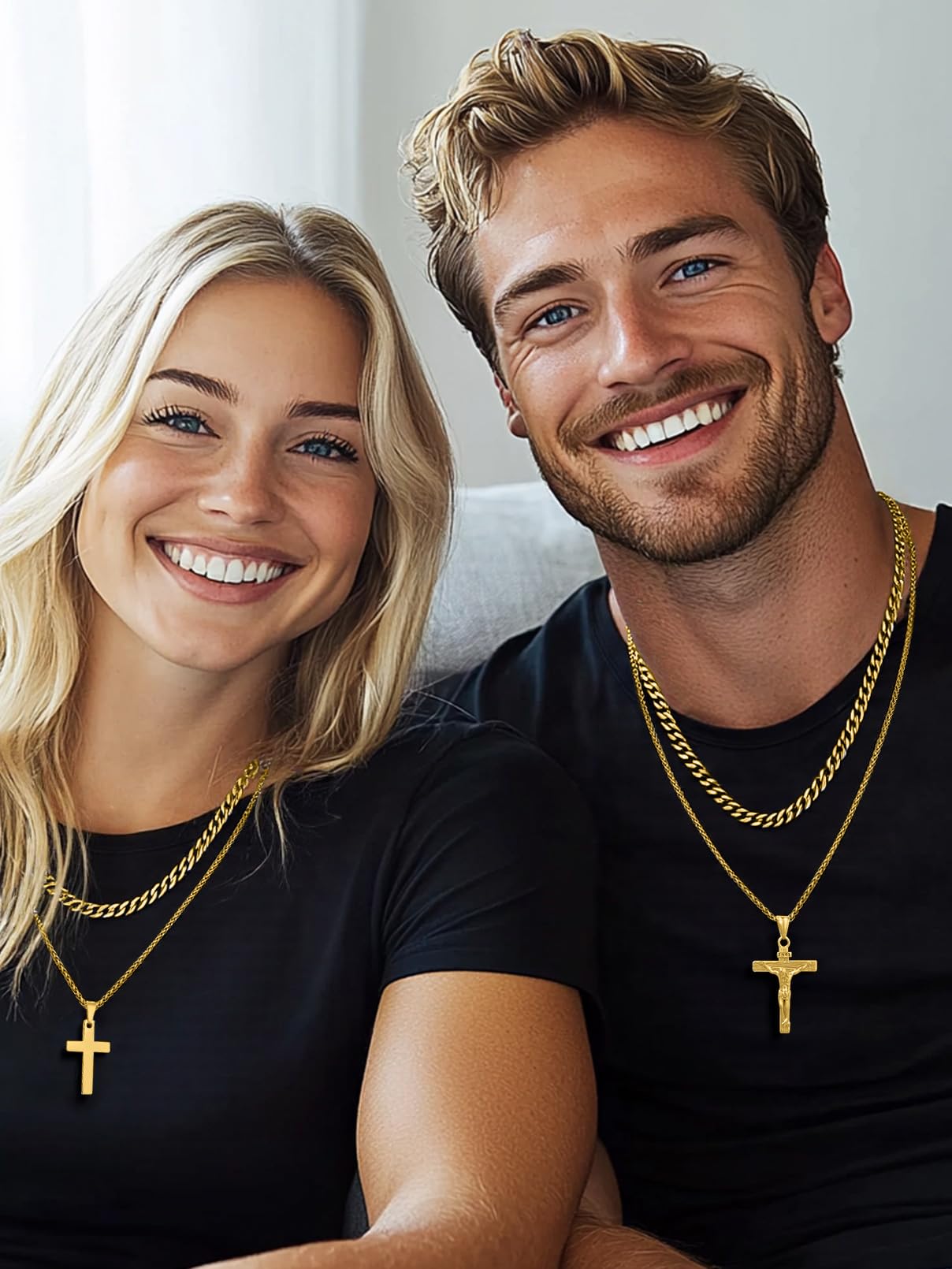 Snapklik.com : FaithHeart Mens Cross Necklaces, Gold Cross Chain For ...
