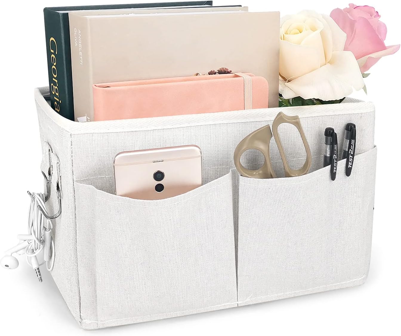 Amazon.com: RDGDFONG Bedside Caddy, Bedside Basket with Hooks, Side Bed ...