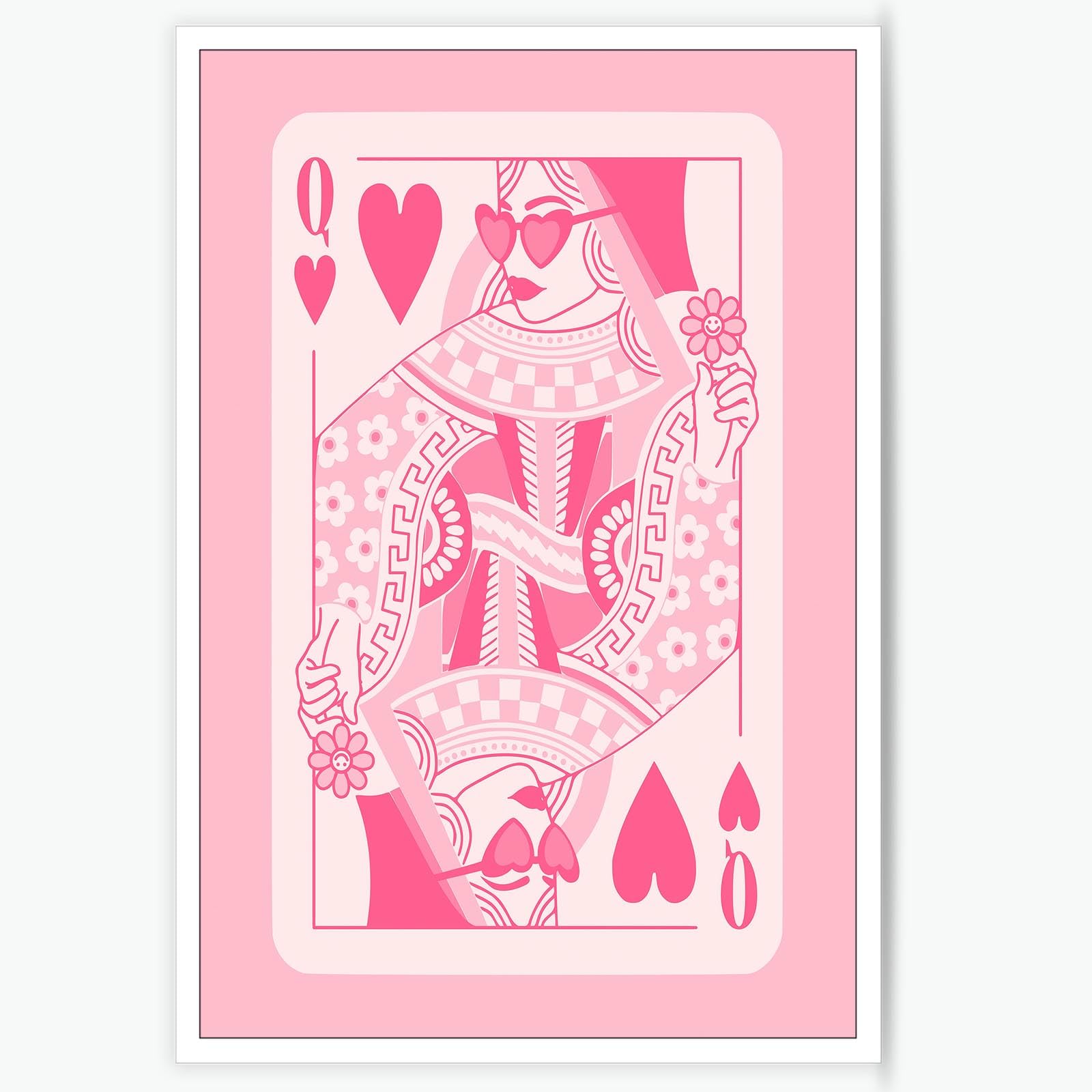 Amazon.com: Oulores Pink Queen of Hearts Canvas Wall Art Preppy Pink ...