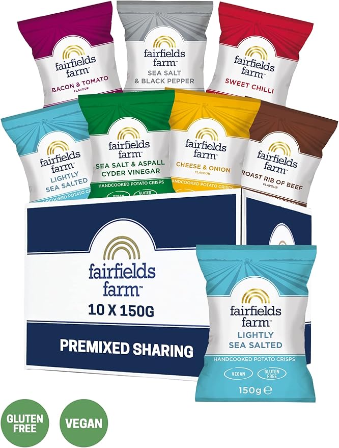 Fairfields Farm Mixed Box Crisps (10 x 150g) - Gluten Free, Vegan ...
