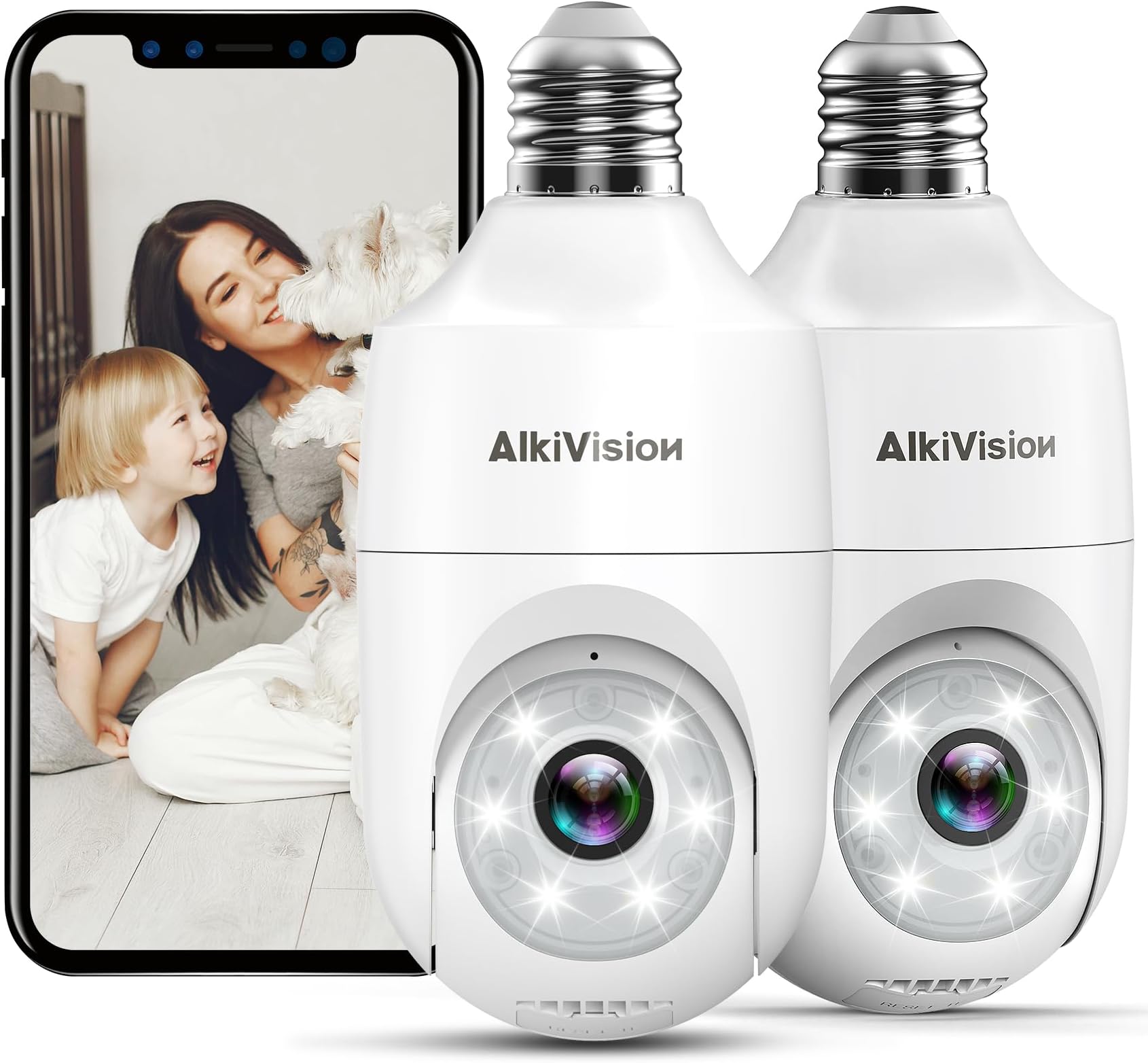 Amazon.com : AlkiVision 2K Light Bulb Security Cameras Wireless Outdoor ...