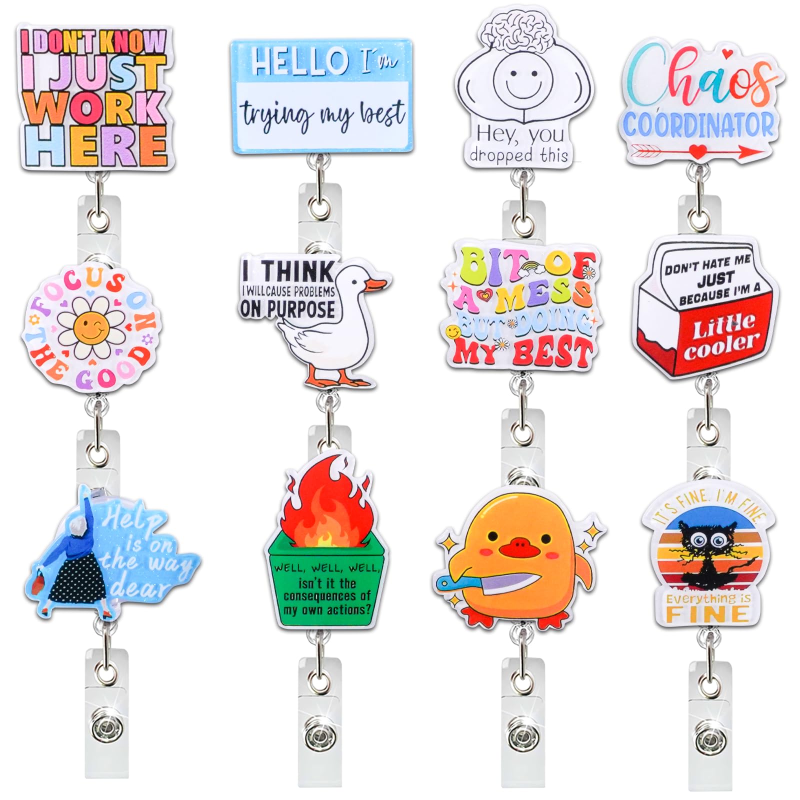 Amazon.com : 12 Pcs Funny Badge Reel Cute Badge Reels Retractable Name ...