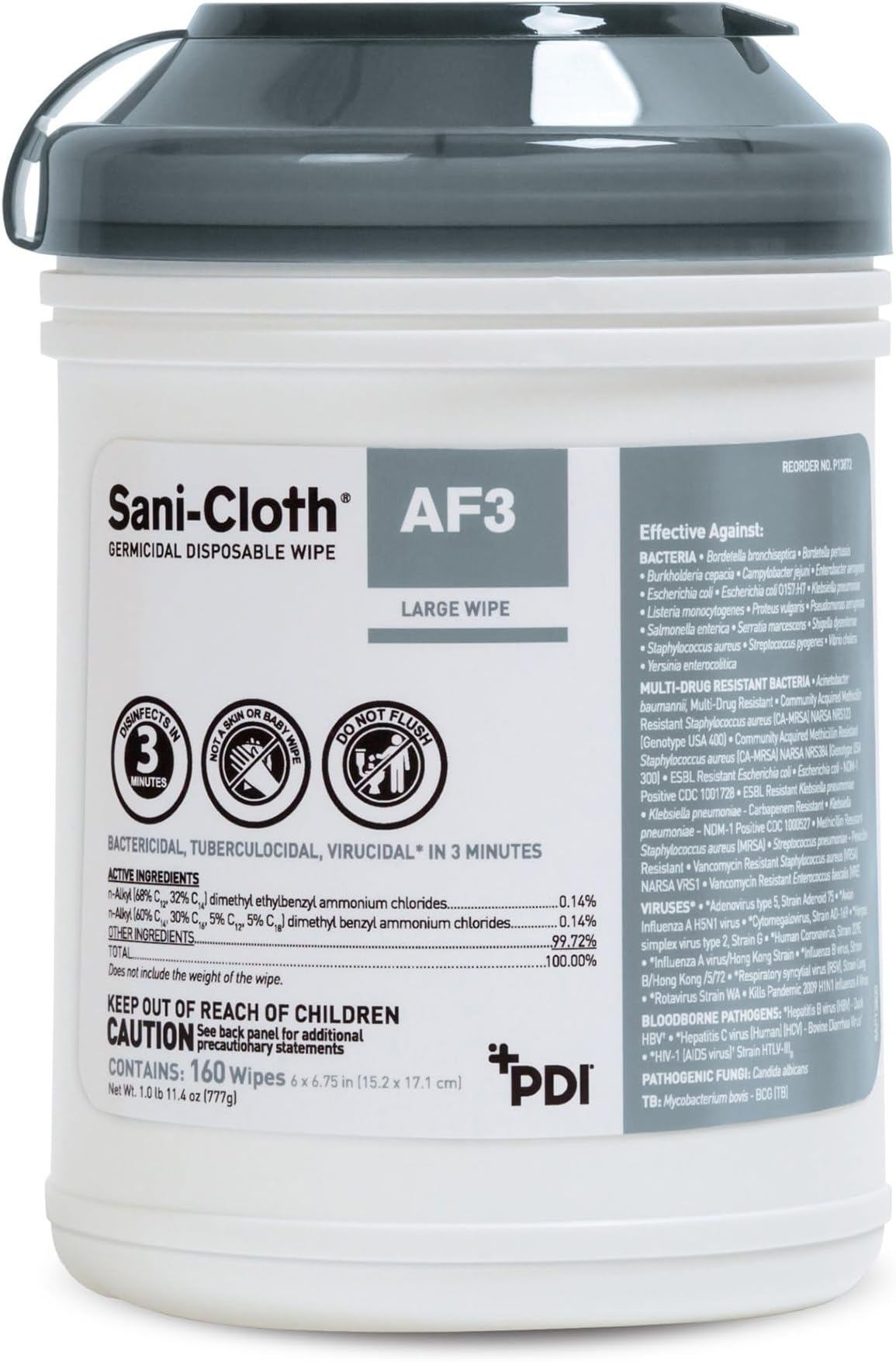 Amazon.com: Sani-Cloth AF3 Surface Disinfectant Cleaner Wipe Canister ...