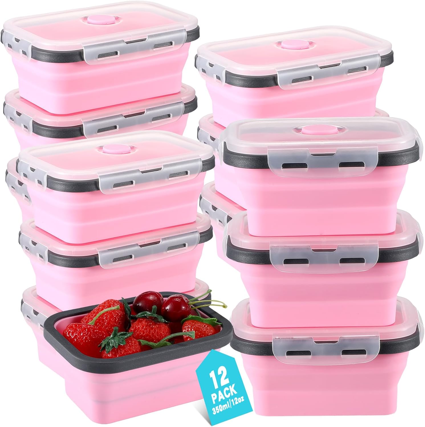 Amazon.com: Uiifan Pink Collapsible Food Storage Containers Set ...