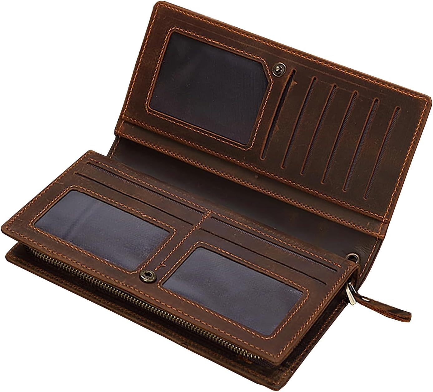 Amazon.com: Balidiya Genuine Leather Long Bifold Wallets for Men Slim ...