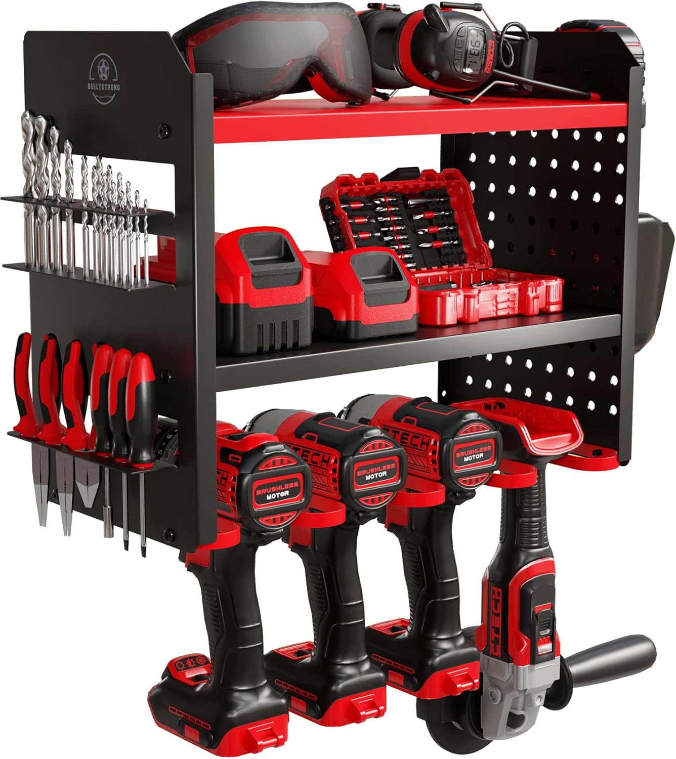 Amazon.com: BUILTSTRONG Power Tool Organizer Wall Mount - 3-Tier Heavy ...