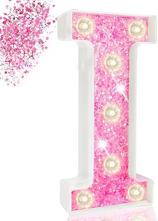 Amazon.com: LED Marquee Letter Lights, Light Up Pink Letters Glitter ...