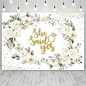 Amazon.com : SENDY 7x5ft She Said Yes Backdrop White Floral Bridal ...