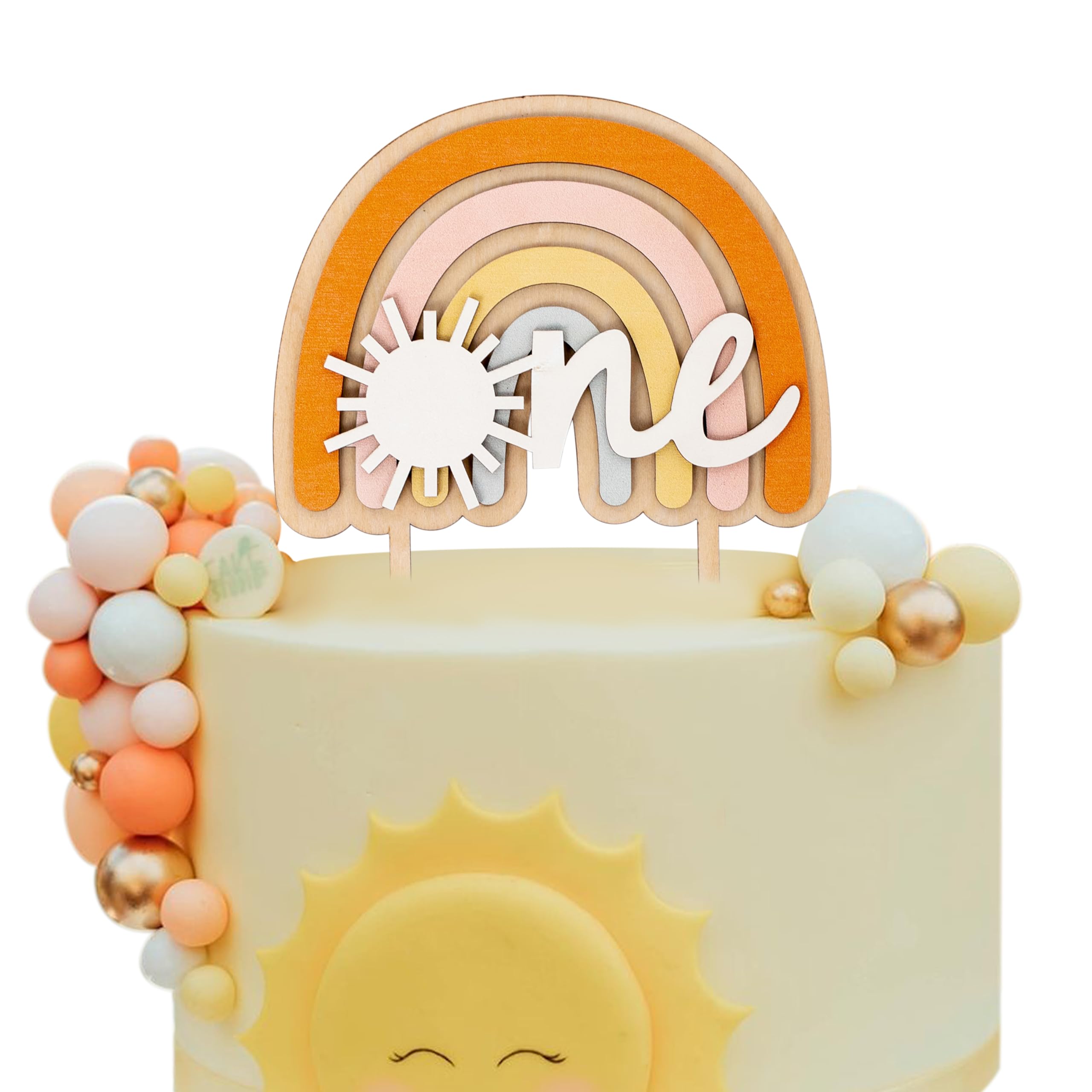 Amazon.com: MUWEOL The Sun Wooden Cake Topper - Boho Theme 1st/First ...