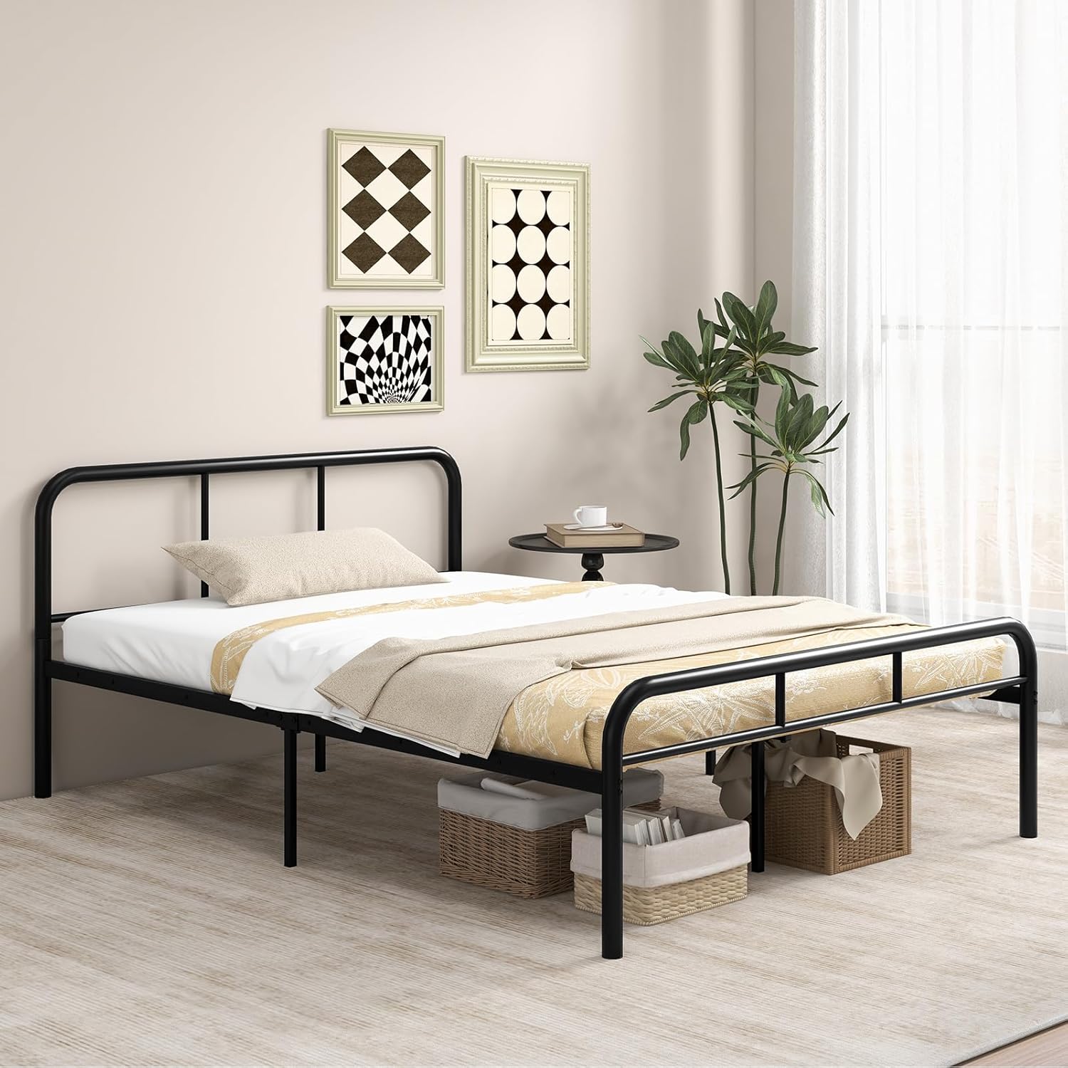 Amazon.com: GOFLAME Full Size Bed Frame, 12 Inch Metal Platform Bed ...