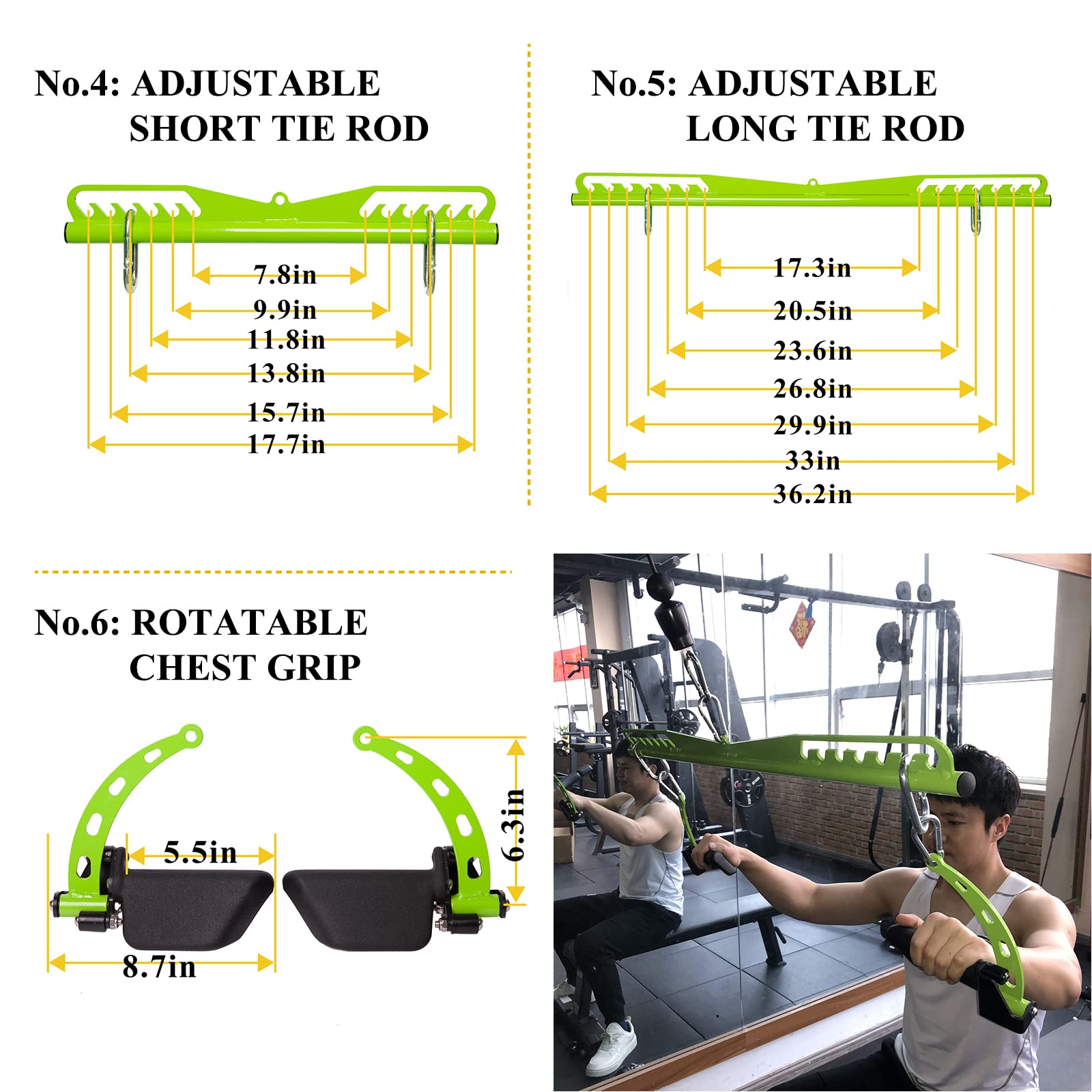 YAFITYES Adjustable LAT Pulldown Attachments, Fitness Handle, Home Gym ...