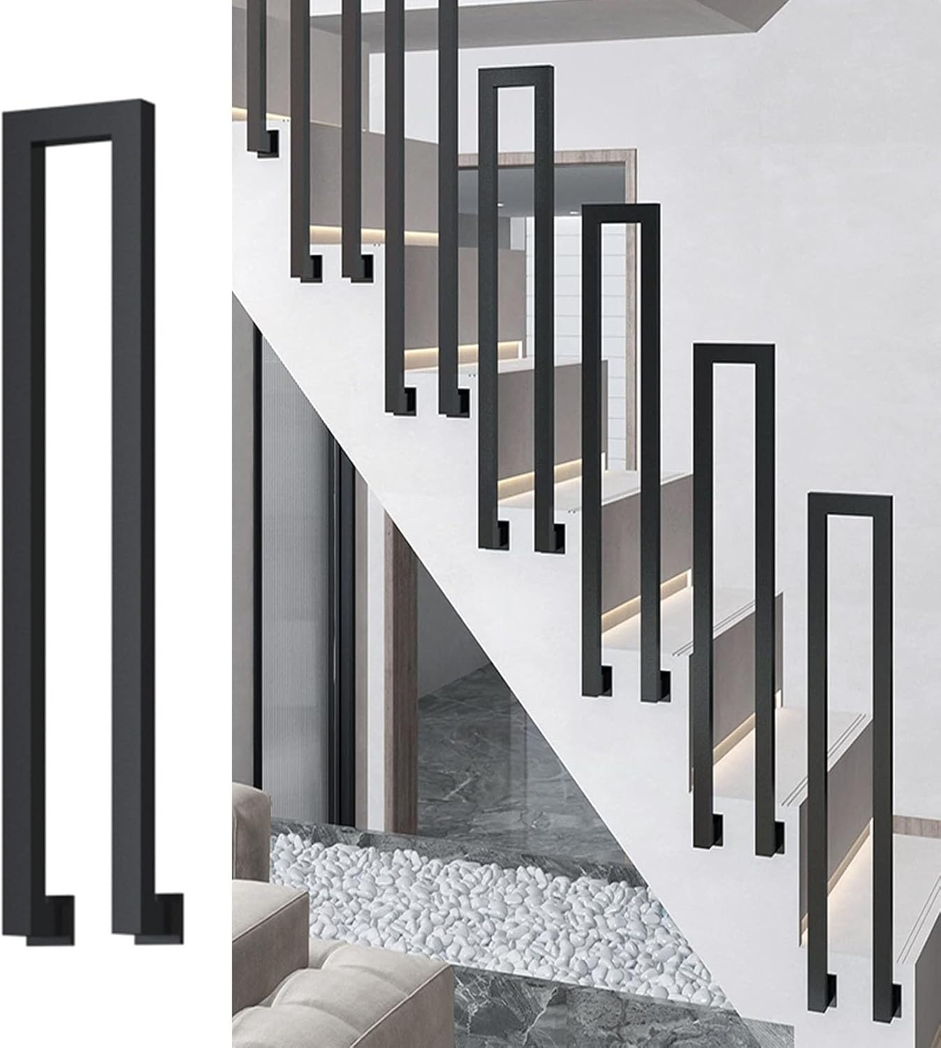 Amazon.com: U/M-shaped Side Mount Stair Railing - Safety Non-Slip Metal ...