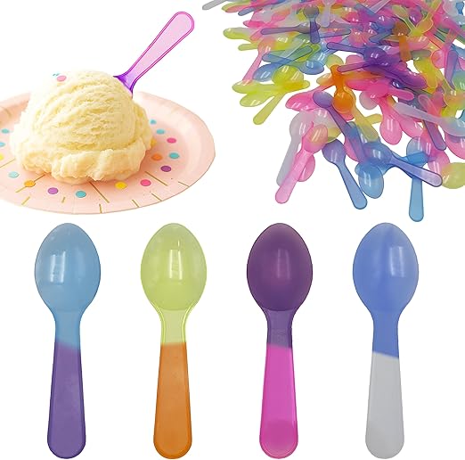Amazon.com: 100 Color Changing Sample Spoons for Tasting Mini Plastic ...