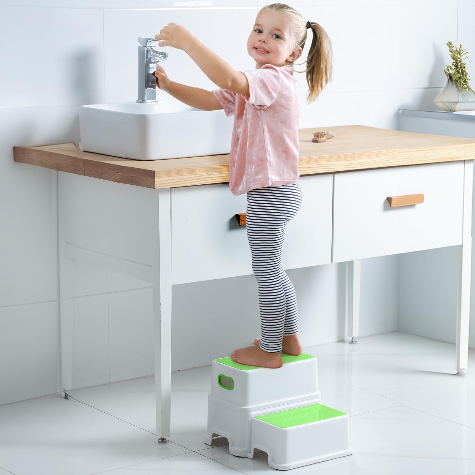 Snapklik.com : 2 Step Stool For Kids, Anti-Slip Sturdy Toddler Two Step ...