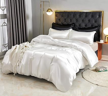 Amazon.com: HOdo Home Satin Duvet Cover King Size, 3 Piece Silk Like ...