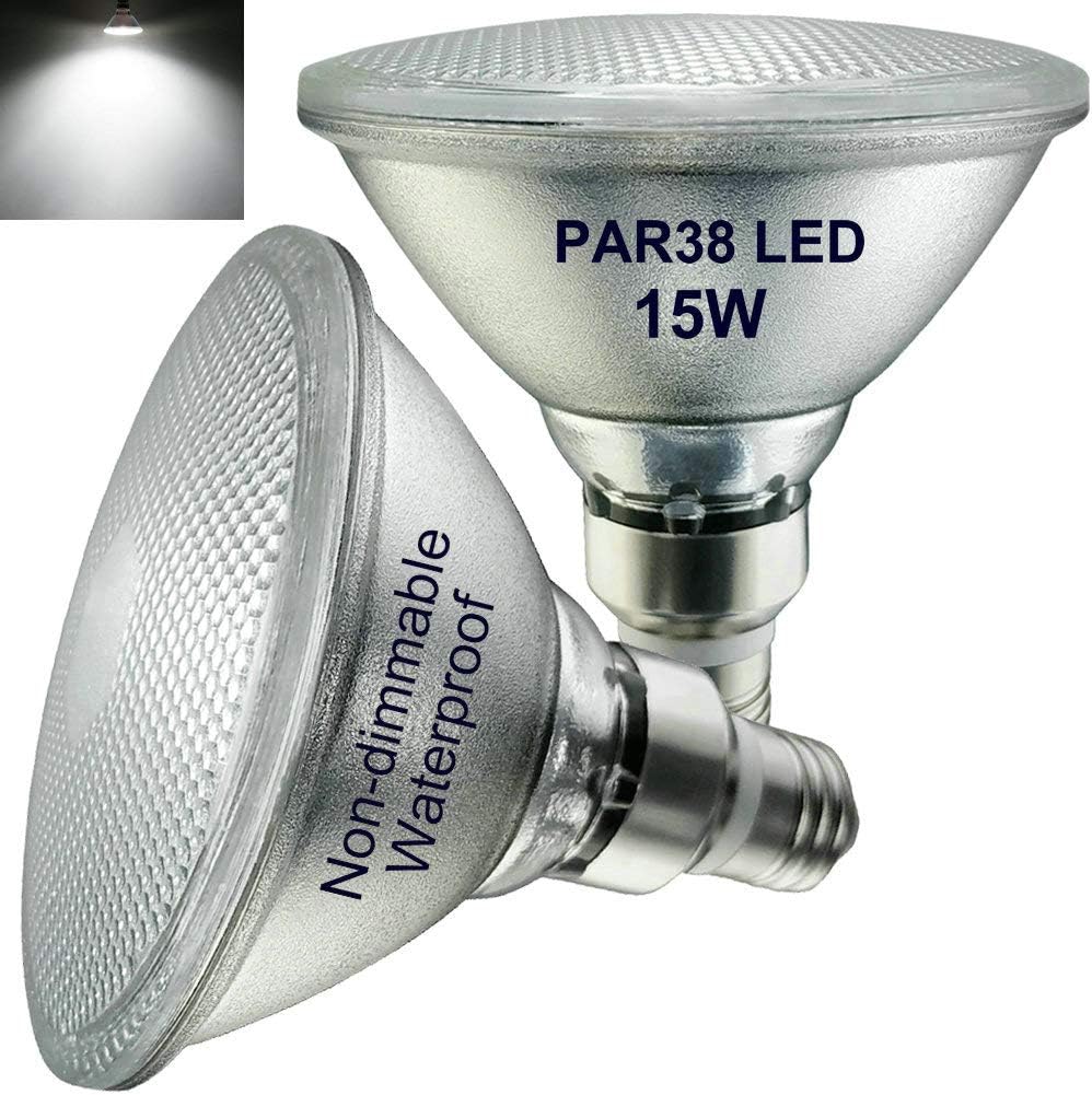 Allesgute 2 Packs E27 PAR38 15W LED Floodlight Bulb ES Cap Reflector ...
