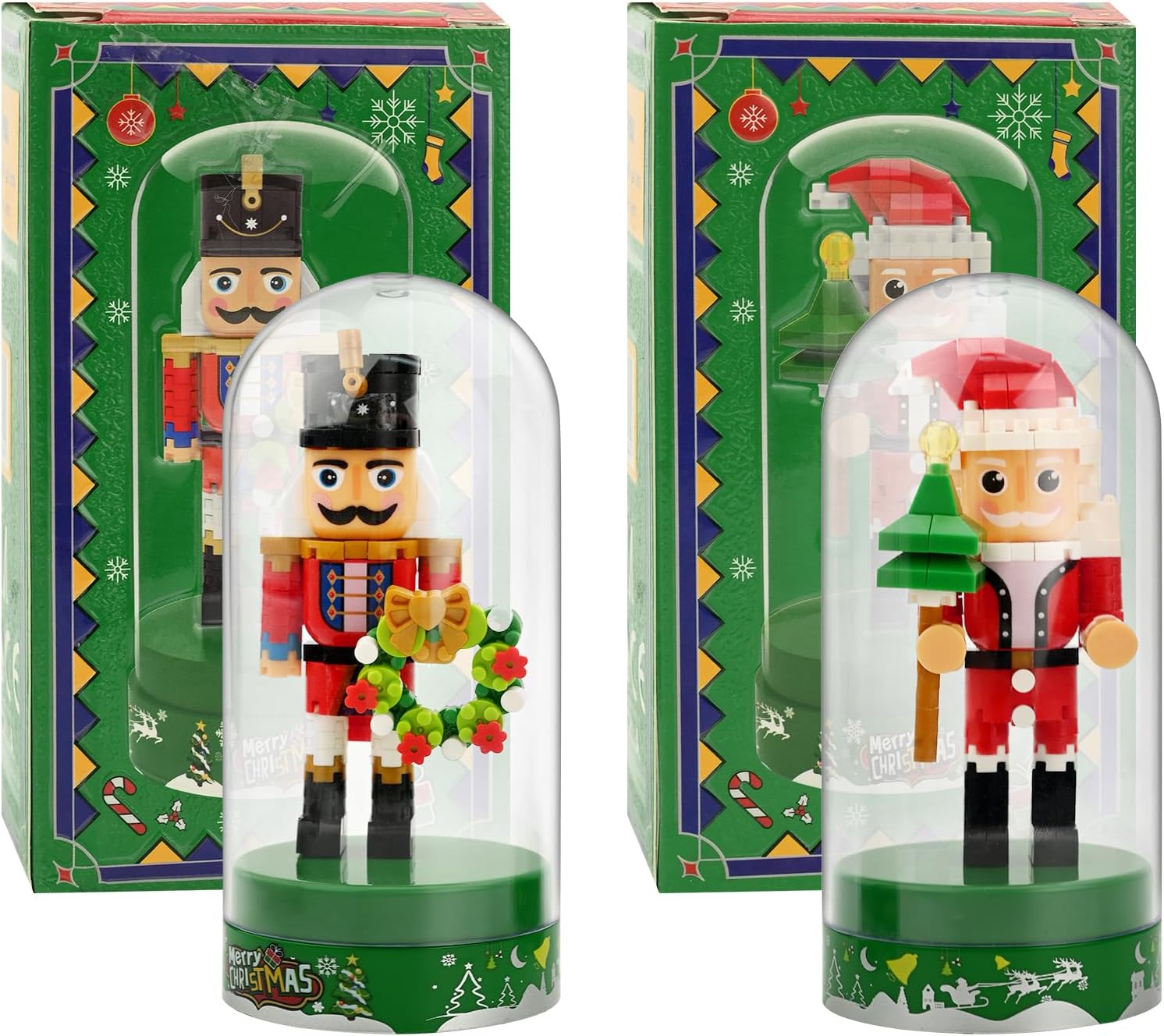 TSLBW 2 Pcs Christmas Building Set Santa Claus Nutcracker Blocks Mini ...