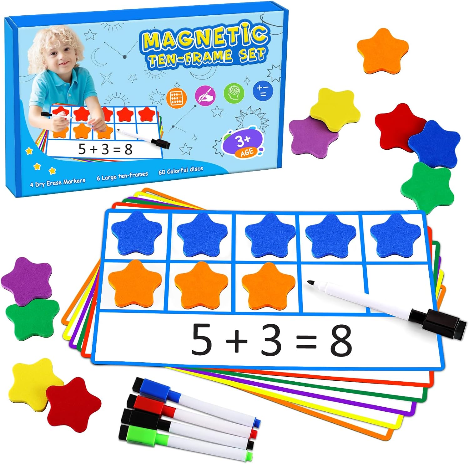 Amazon.com: LOOIKOOS Magnetic Ten-Frame Set,Math Manipulative Games for Kids Number Counting ...