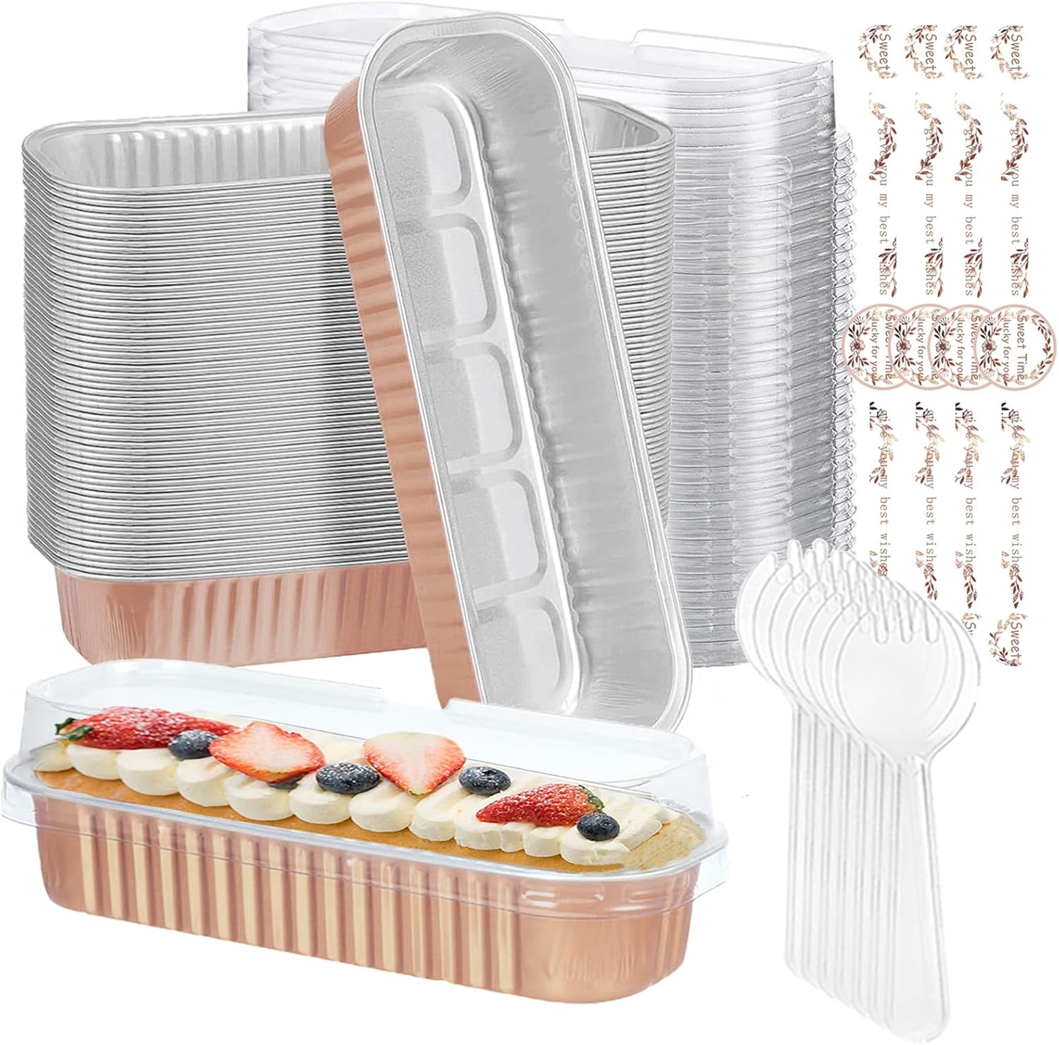 Amazon.com: chilsoby 100 Pack Mini Cake Pans with Lids and Spoons,6.8oz ...