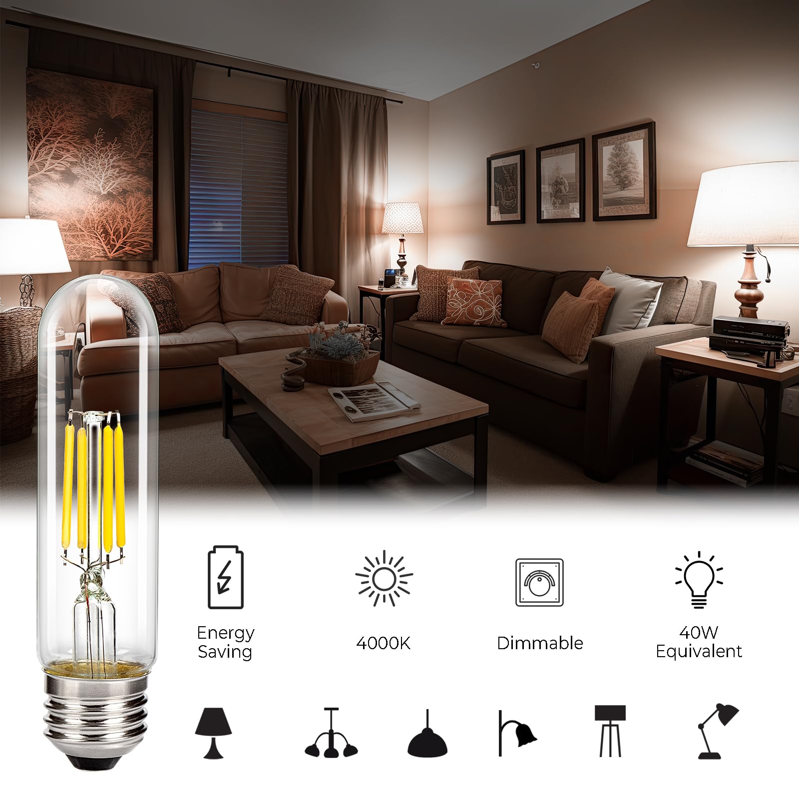 Snapklik.com : Leadleds Dimmable LED Edison Bulbs 40 Watt Equivalent ...