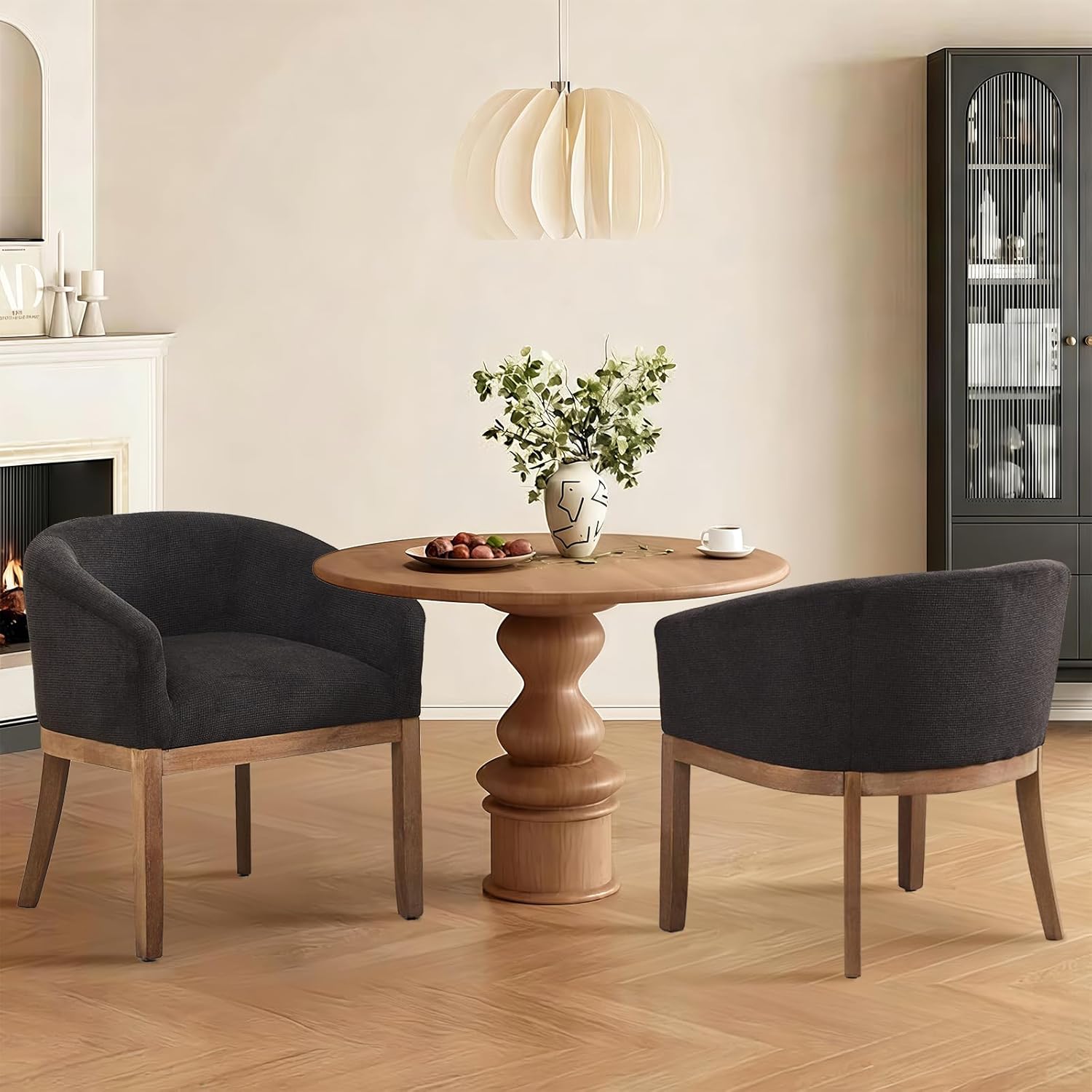 Amazon.com - SoarFlash Modern Upholstered Barrel Dining Chair Set of 2 ...