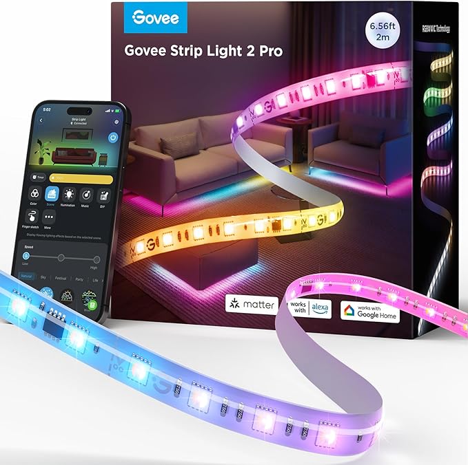 Amazon.com: Govee RGBIC Strip Light 2 Pro with Matter, 6.56ft Smart LED ...