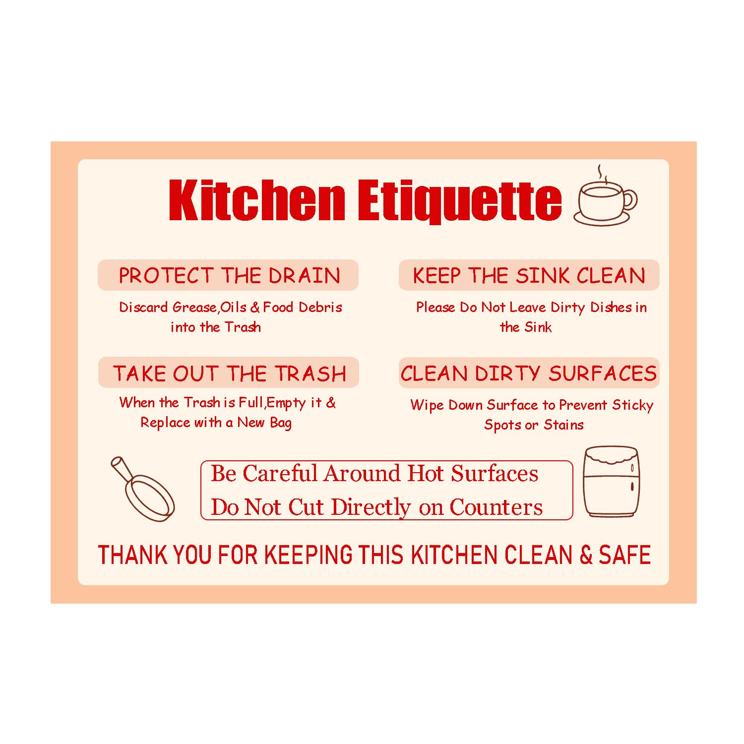 Amazon.com: 2 Pcs Kitchen Etiquette Sign 5x7 Inch Fridge Magnet Kitchen ...