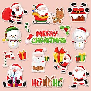 Amazon.com: Whaline 2 Sheet Christmas Thick Gel Clings Cute Santa ...