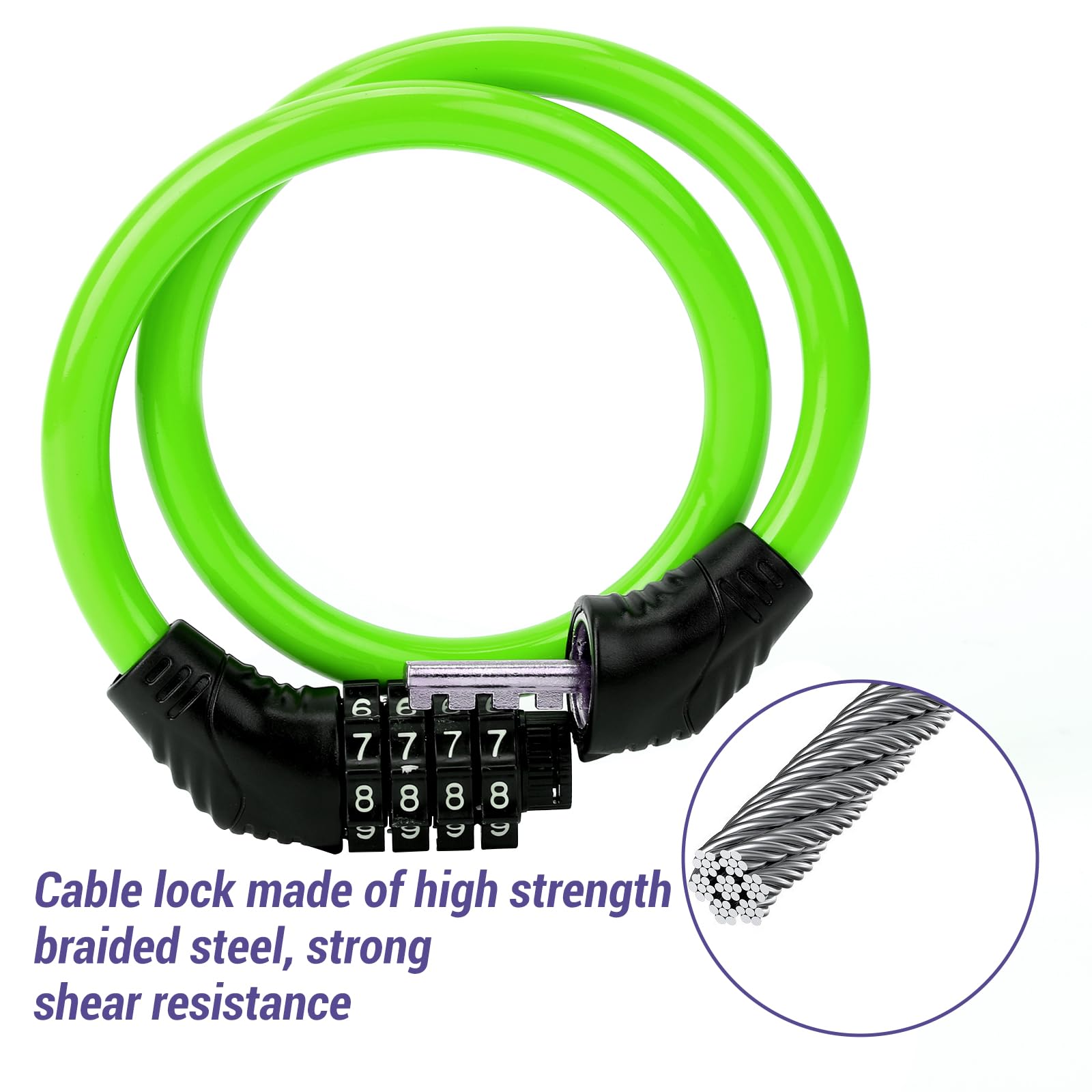 Combination Chain Lock Resettable KALIONE Combination Bike Cable Lock ...