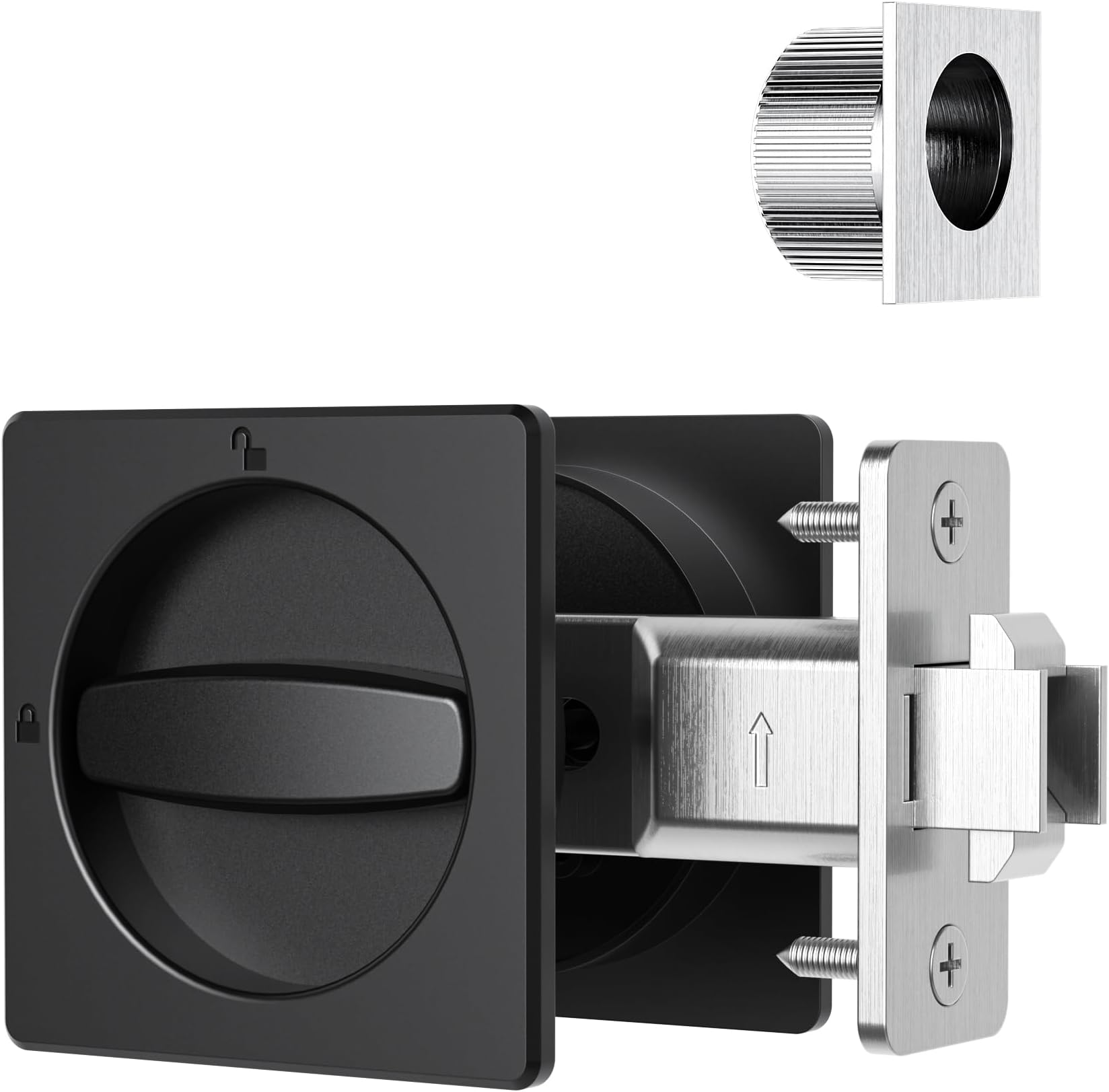 Delaney Hardware 370104 Black Contemporary Privacy Square Pocket Door ...