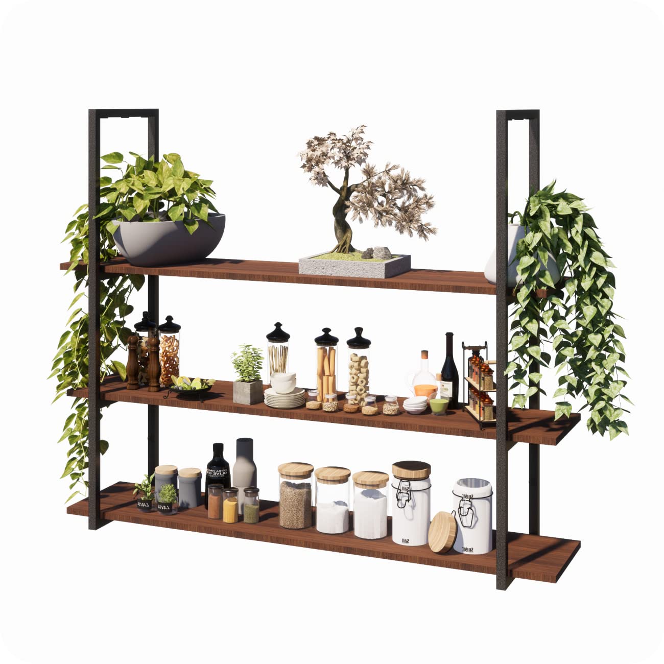 Prateleira Tripla Teto Parede Suspensa Industrial Preta 120cm | Amazon ...