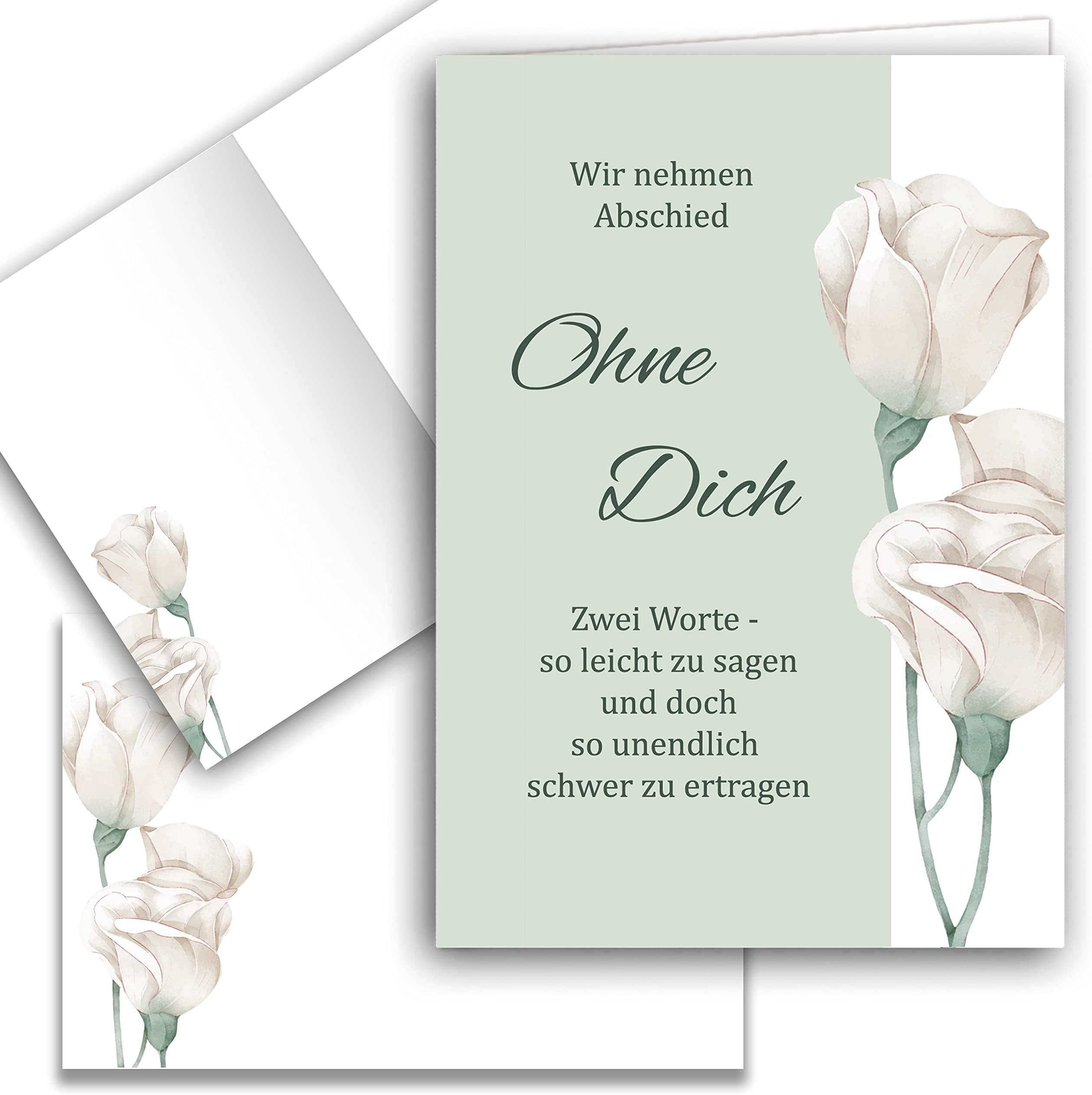 10 Abschiedskarten Trauer mit Text und Umschlag Trauerkarte Einladung ...