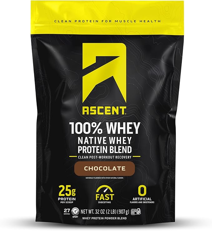 Amazon.com: Ascent 100% Whey Protein Powder - Post Workout Whey Protein ...