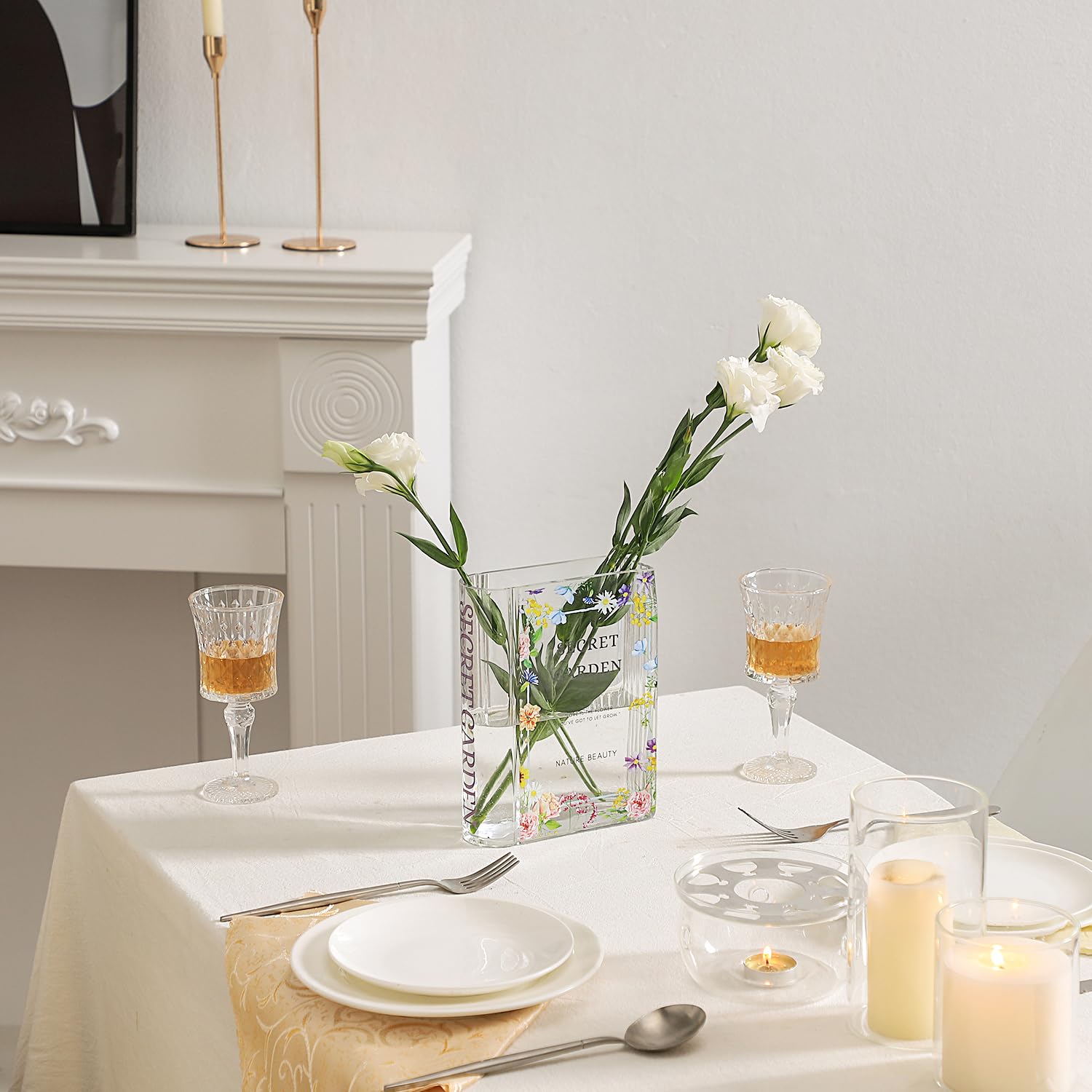 Snapklik.com : PORPAN Glass Book Vase, Clear Book Vase For Flowers ...