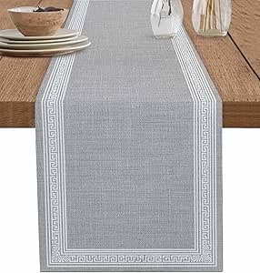 Amazon.com: Grey Retro Greek Key Table Runners 90 Inches Long, Cotton ...