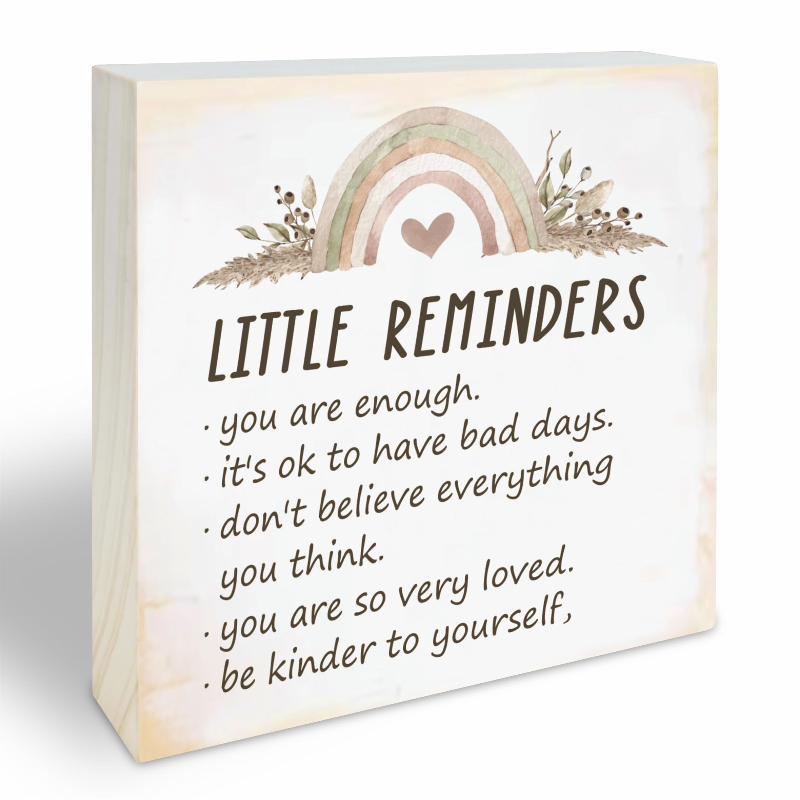 Amazon.com: Pine Wood Block Sign, Boho Rainbow Little Reminders ...