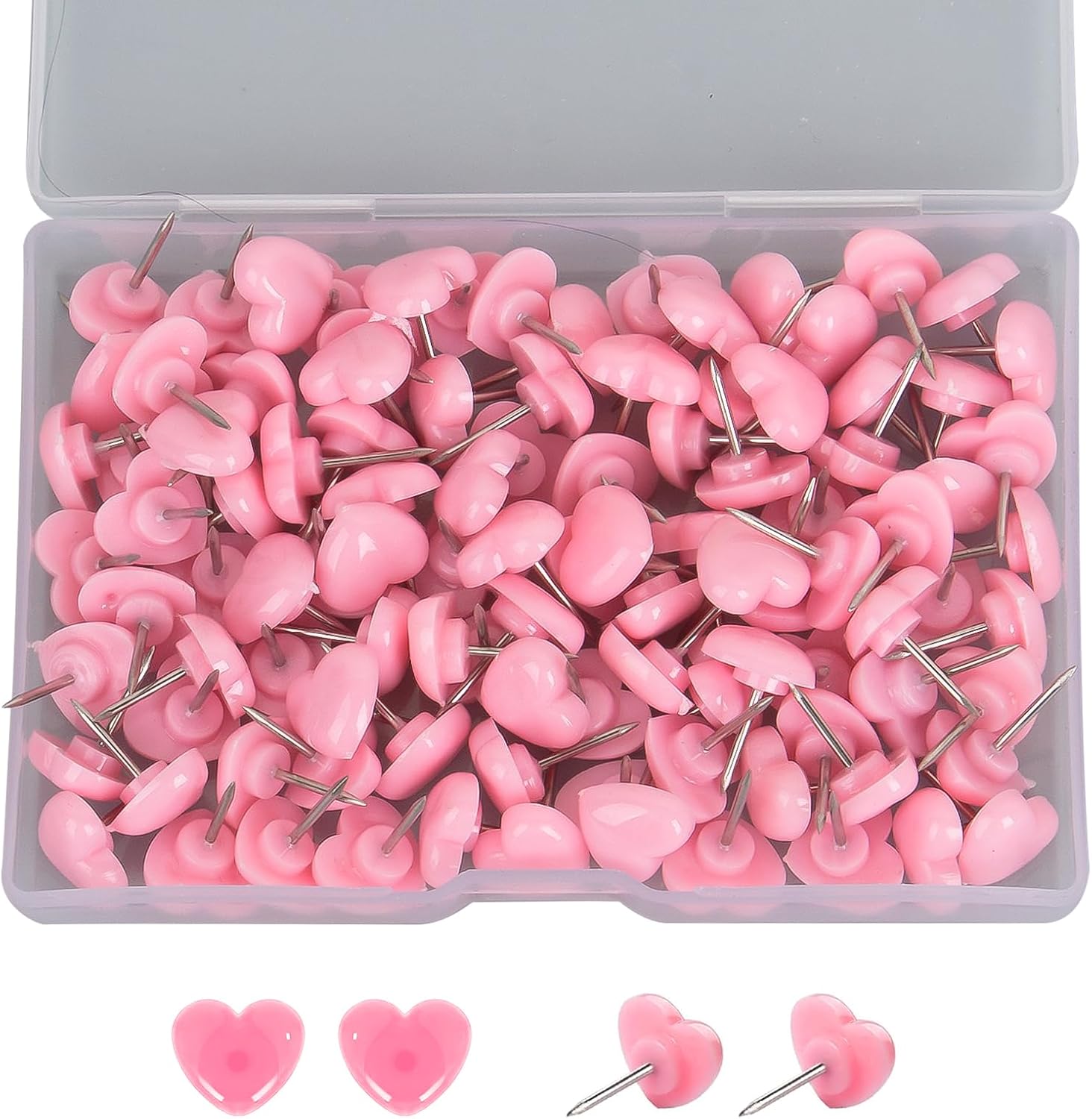 Amazon.com: SCOOYUCK 100 Pcs Pink Push pins, Cute Heart Shaped Cork ...