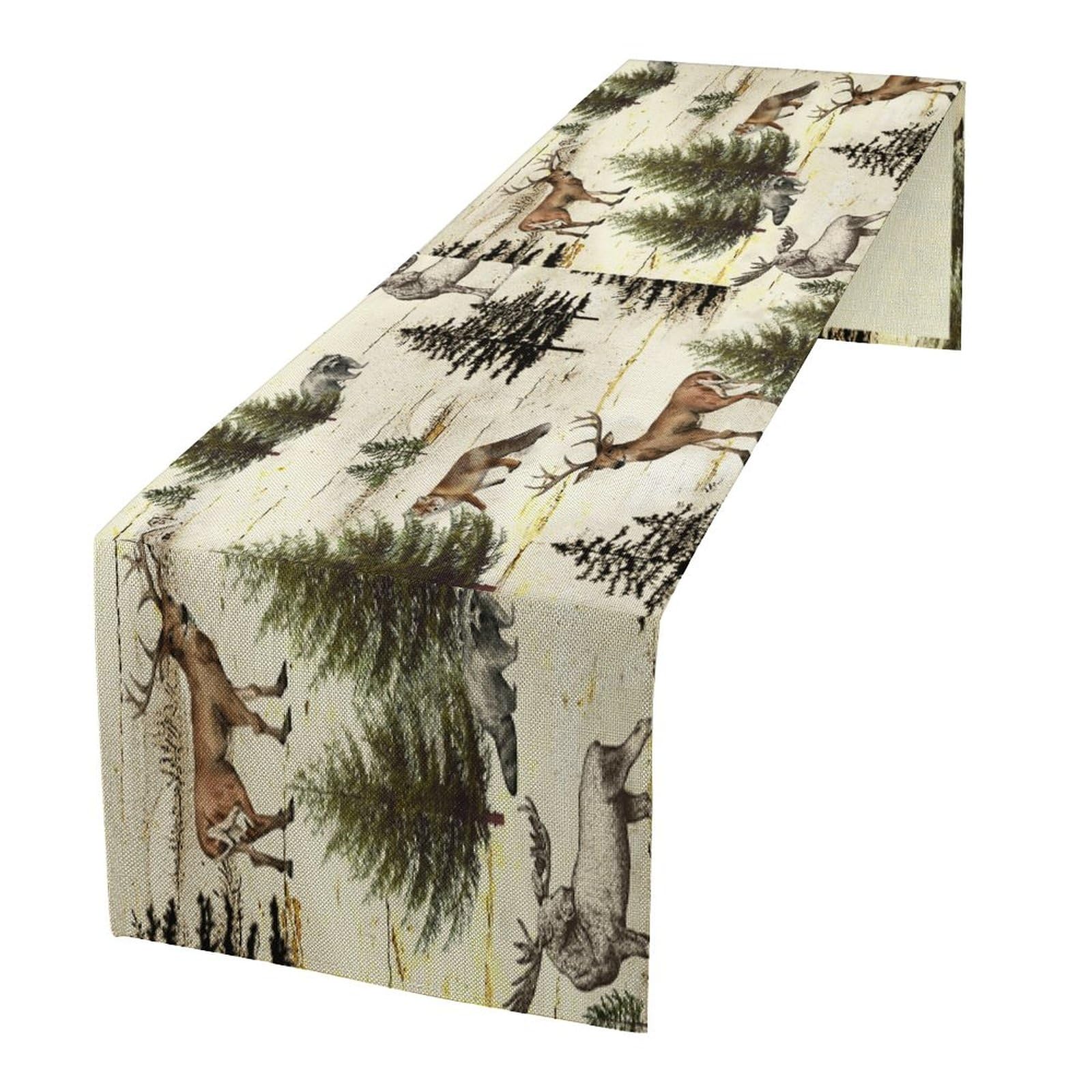 Amazon.com: Rustic Woodland Table Runner, Wild Animal Bear Deer Fox ...