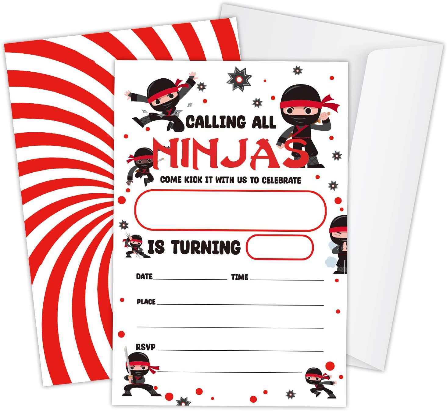 Amazon.com : Calling All Ninjas Birthday Invitations, Ninja Birthday ...