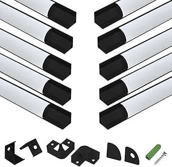 Tiianmai 10-Pack 3.3FT/1Meter 16x16mm V Shape Black LED Channel ...