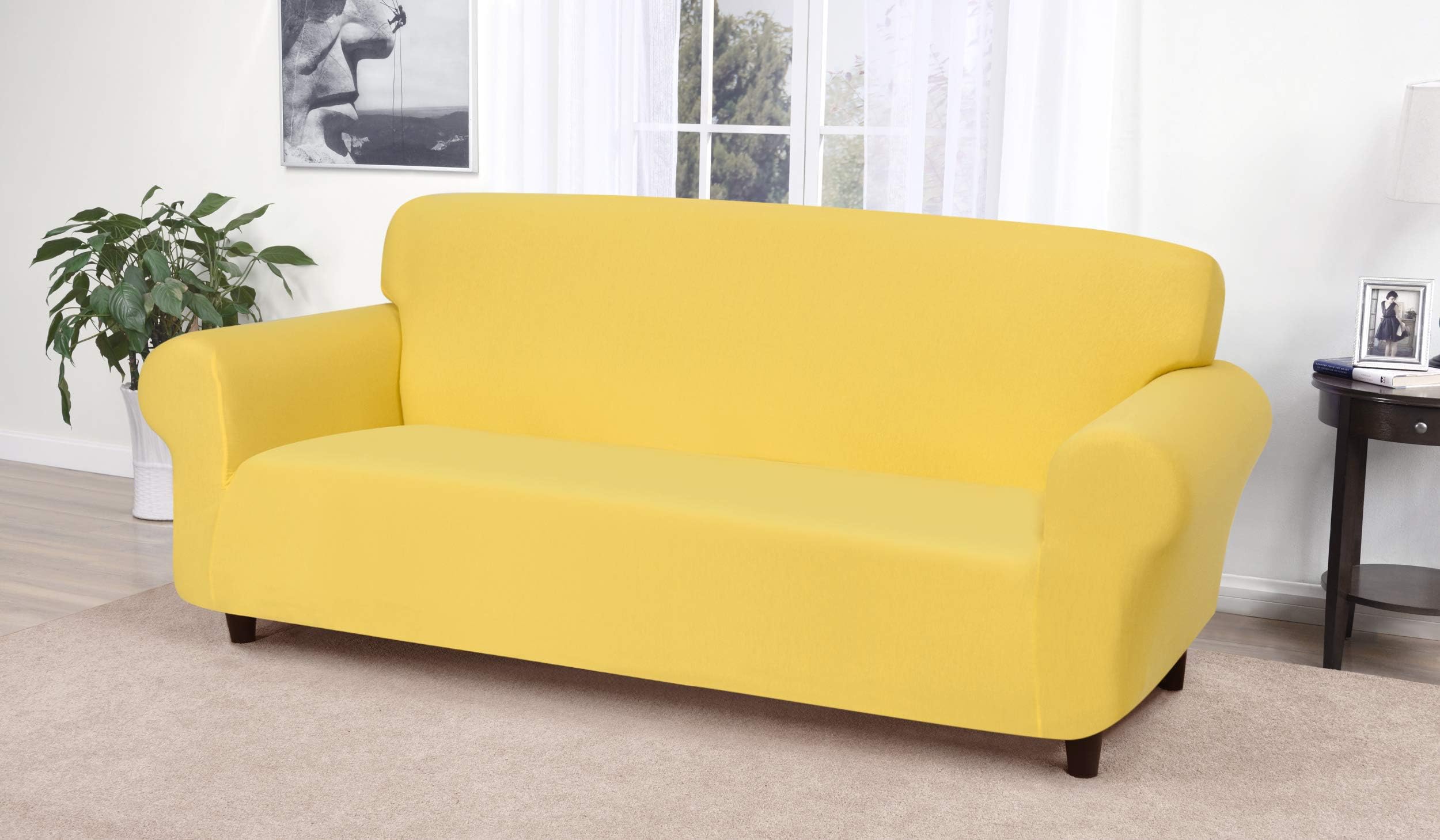 Amazon.com: Madison Yellow Jersey Sofa Slipcover, Model:JER-Sofa-YE ...