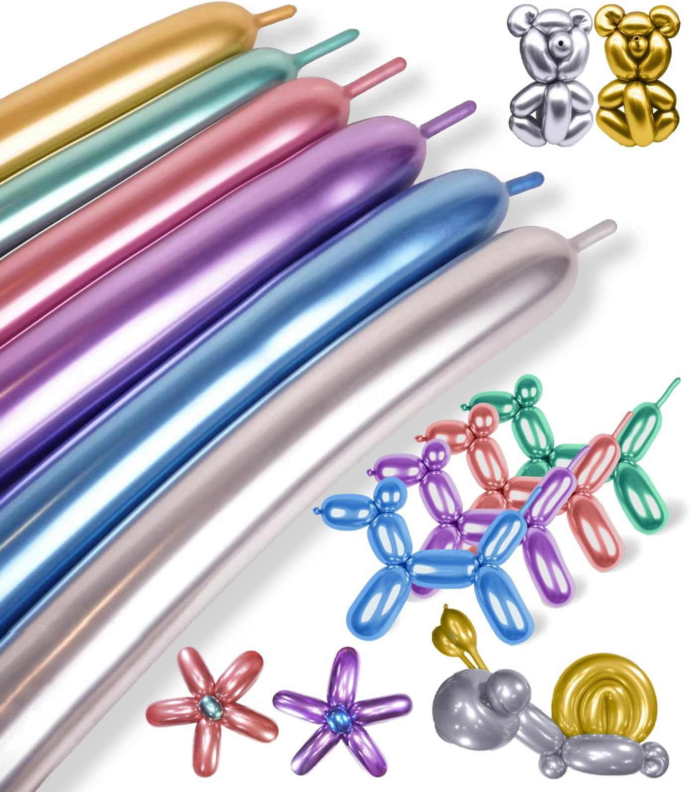 Amazon.com: Betallatex 260B Neon Assortment Latex Balloons, Multicolor ...