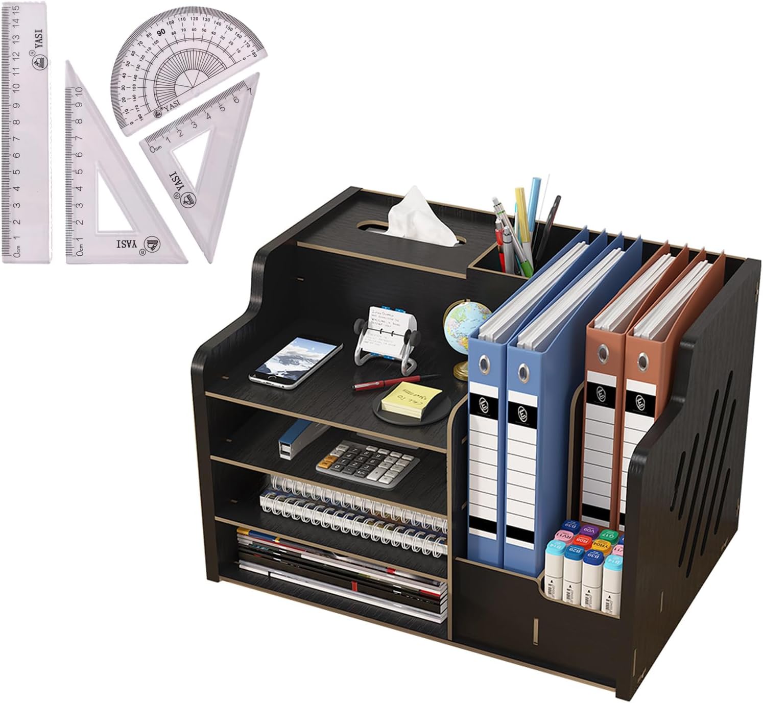 Desk Organizer, Desktop Accessories, Storage Box Office Supplies ...