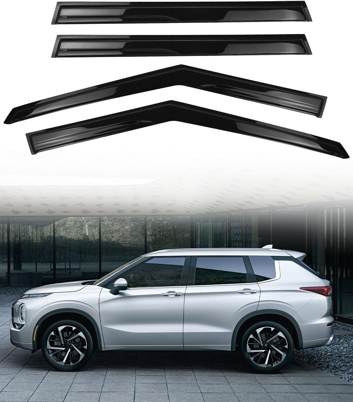Amazon.com: 4 Pcs Tape-on Rain Guards Fit for Mitsubishi Outlander 2022 ...