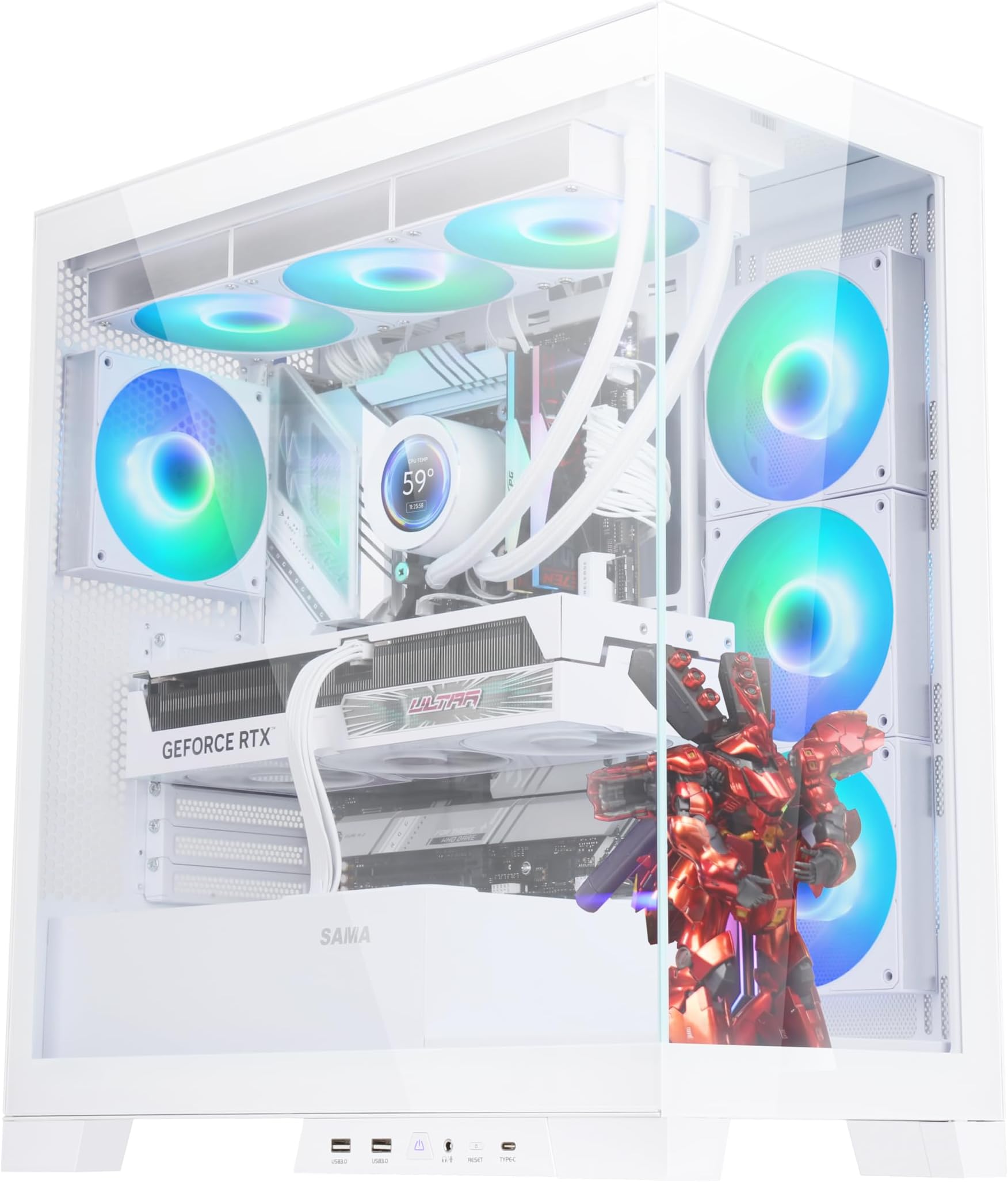 Amazon.com: SAMA PC CASE ATX 4 ARGB Fans Pre-Installed, Type-C Mid ...