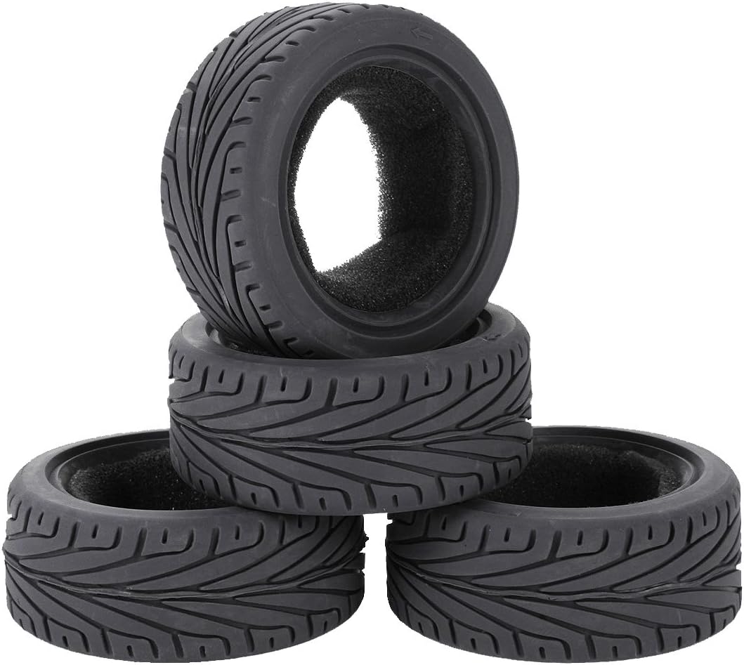 Amazon.com: 1/10 RC On-Road Car Tyres, LAFEINA 65mm Rubber RC Tire for ...